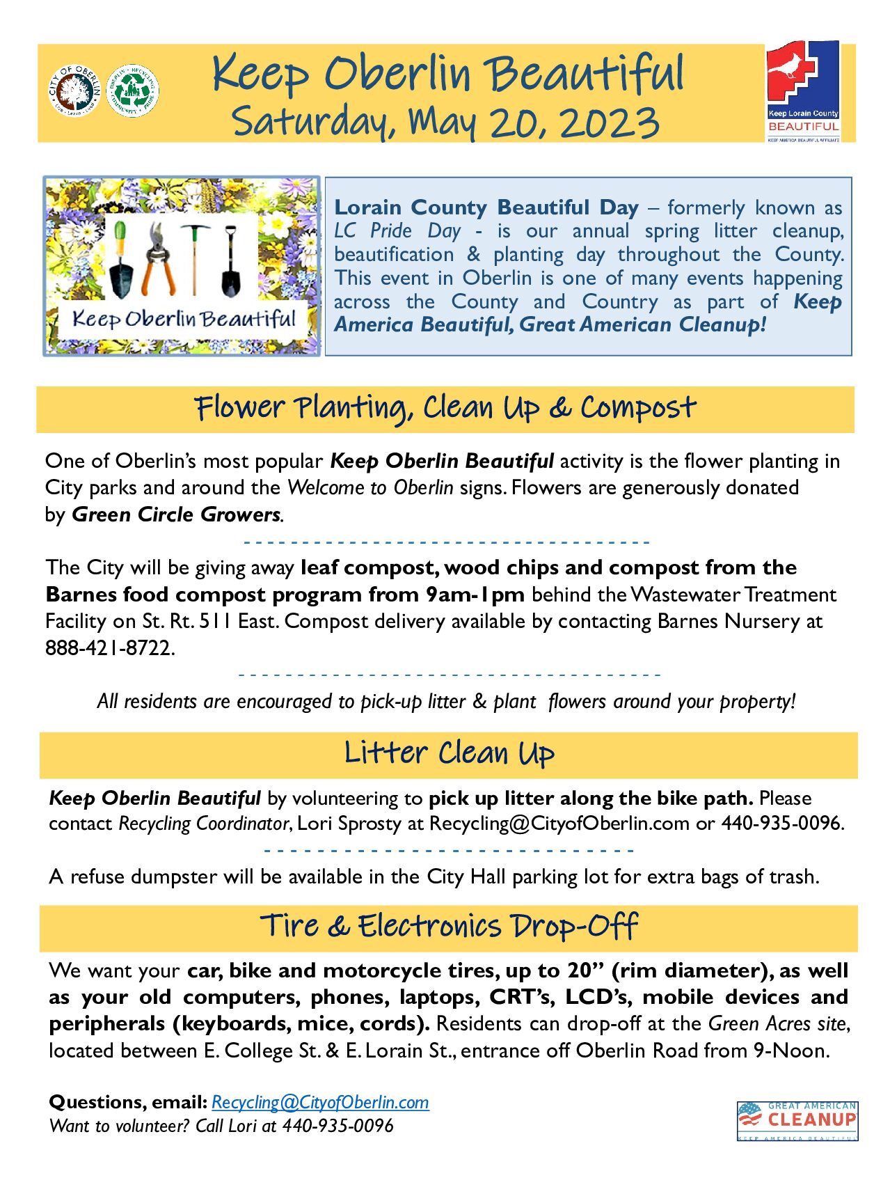 2023 KeepOberlin Beautiful day events | City of Oberlin