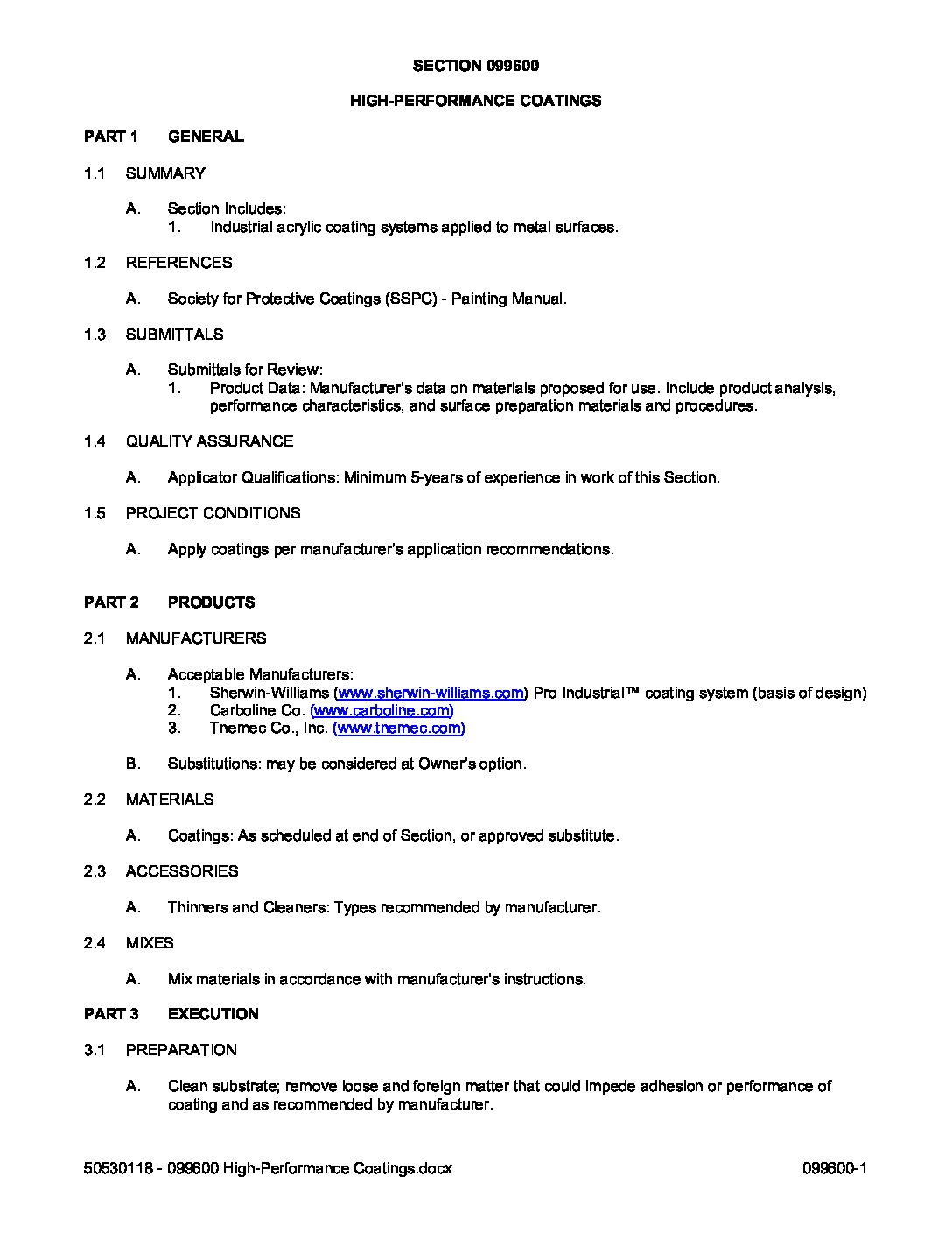 099600 High-Performance Coatings | City of Oberlin