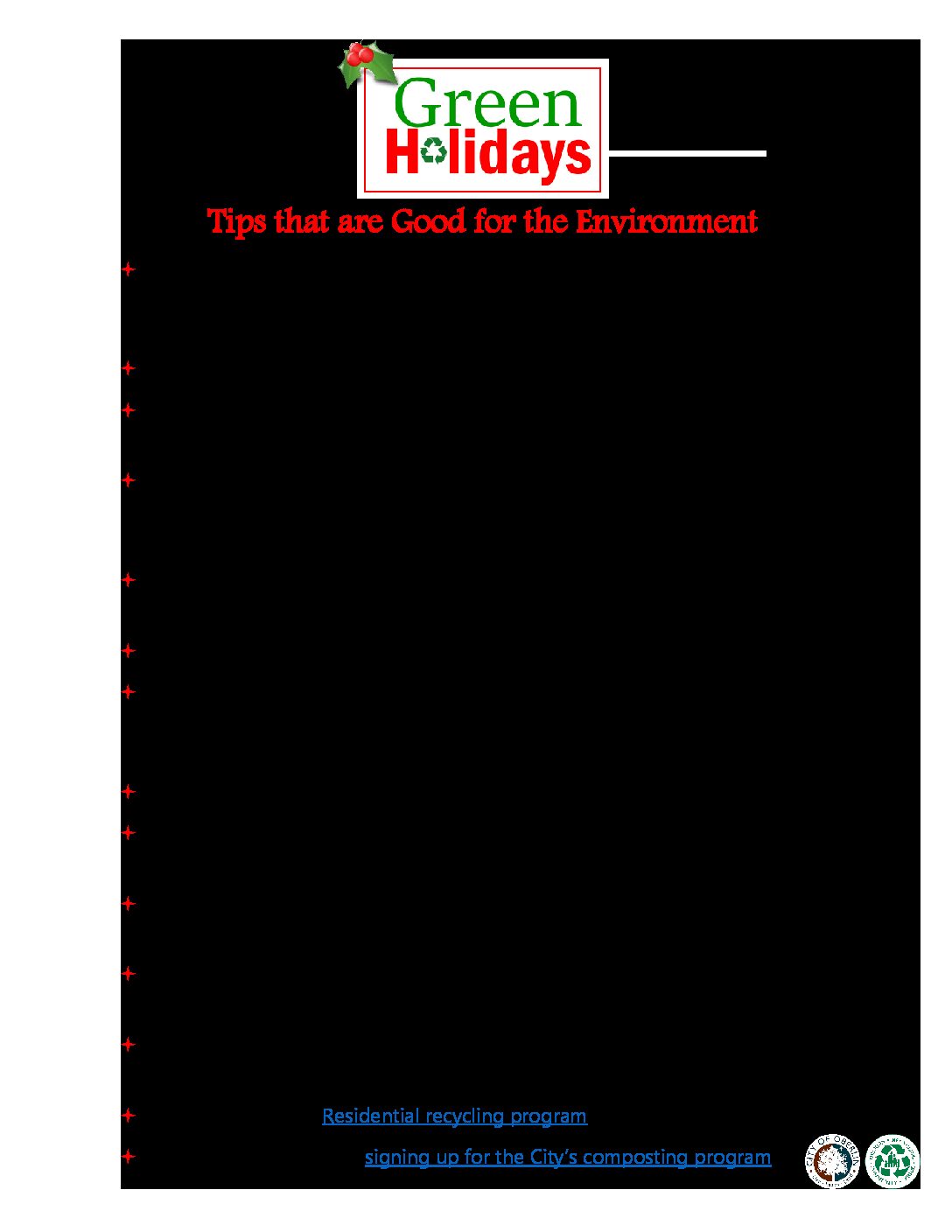 Green Holiday tips 2023 | City of Oberlin