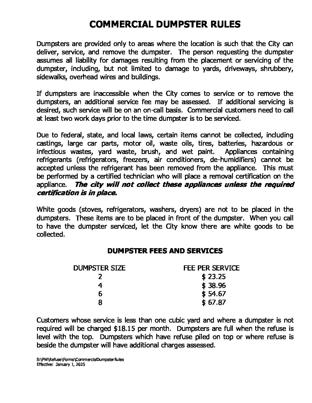 Commercial Dumpster Rules-eff 1-1-2025 | City of Oberlin